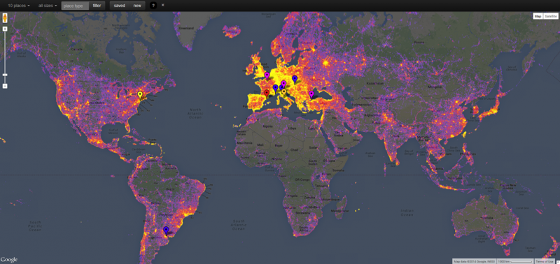 Sightsmap. The most photographed places in the world.