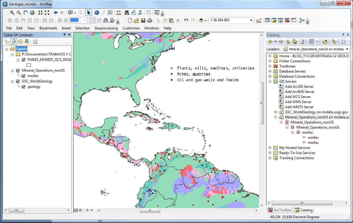Load Geology WMS servers from around the world using ArcGIS
