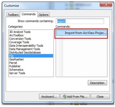 Importing ArcView 3 project to ArcGIS