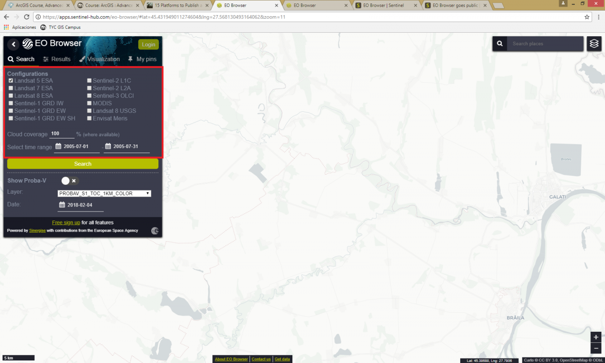 EO Browser a web tool for Earth observations