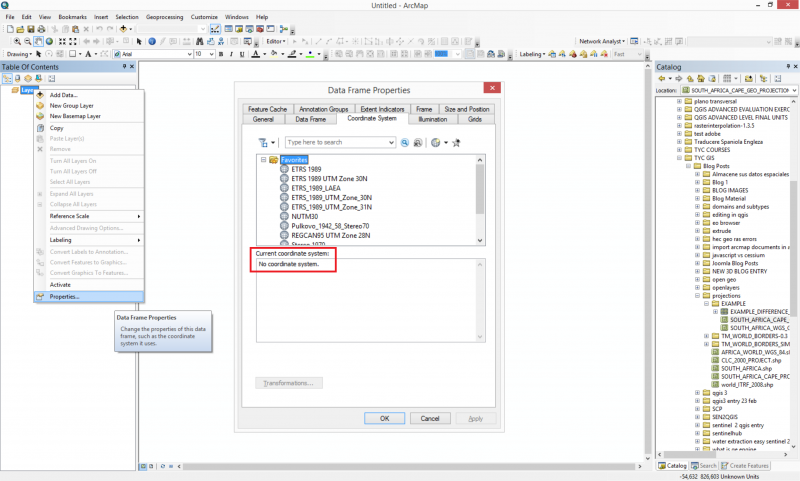 Simple example on how to work properly with Coordinate Systems in ArcMap