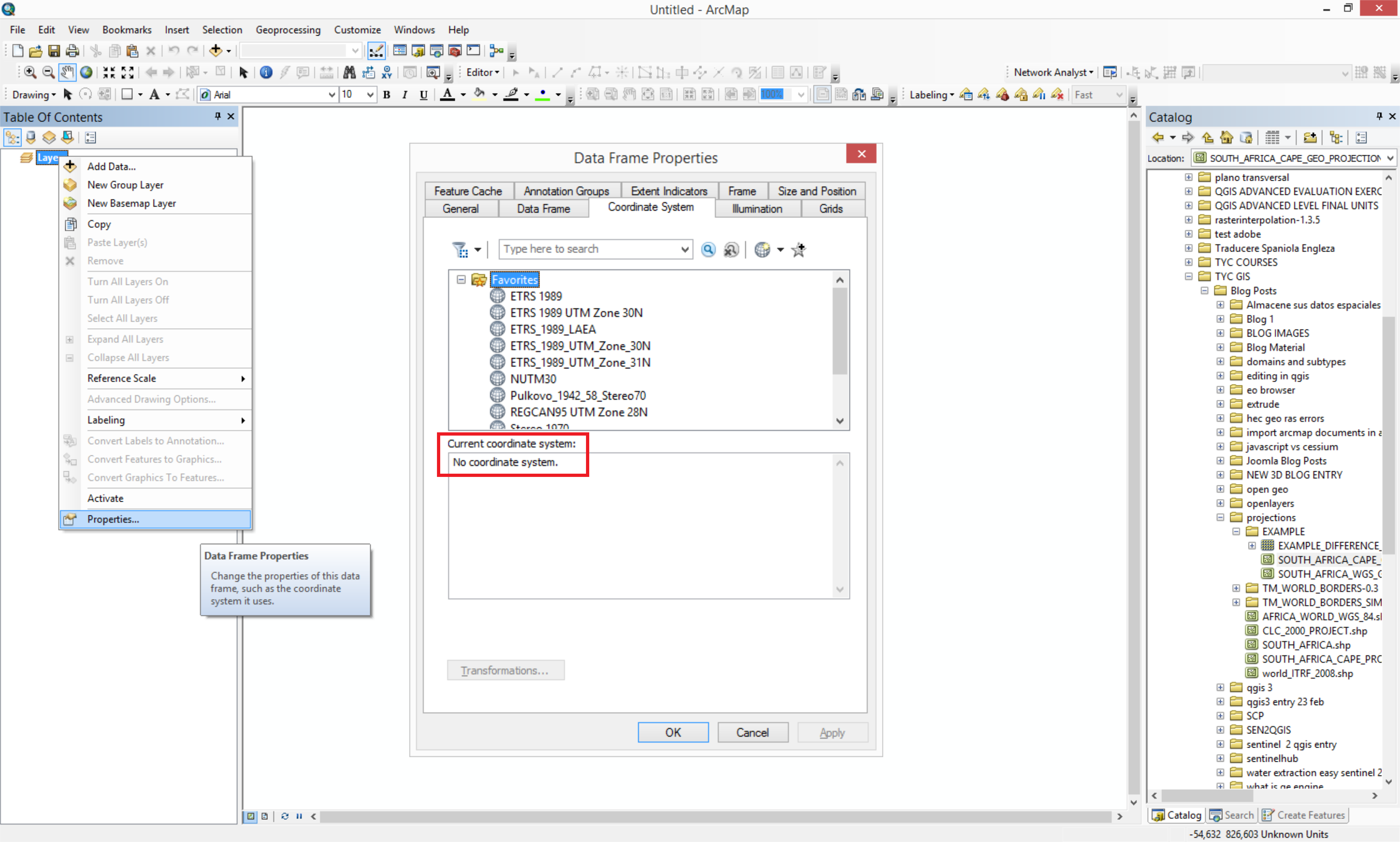 Simple Example On How To Work Properly With Coordinate Systems In Arcmap