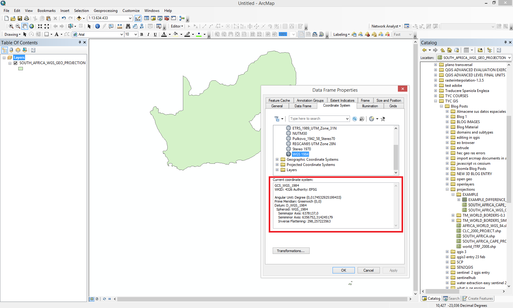 Simple Example On How To Work Properly With Coordinate Systems In Arcmap