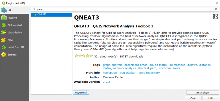 QNEAT3 - QGIS Network Analysis Capabilities