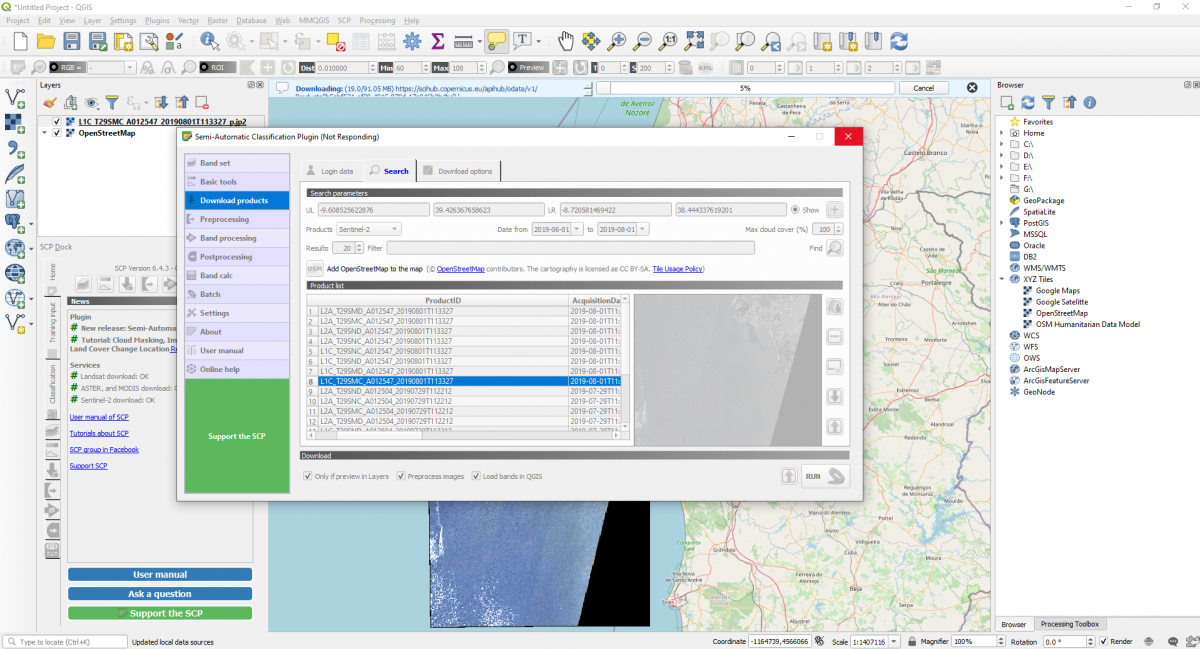 Downloading and Preprocessing Satellite Imagery using QGIS