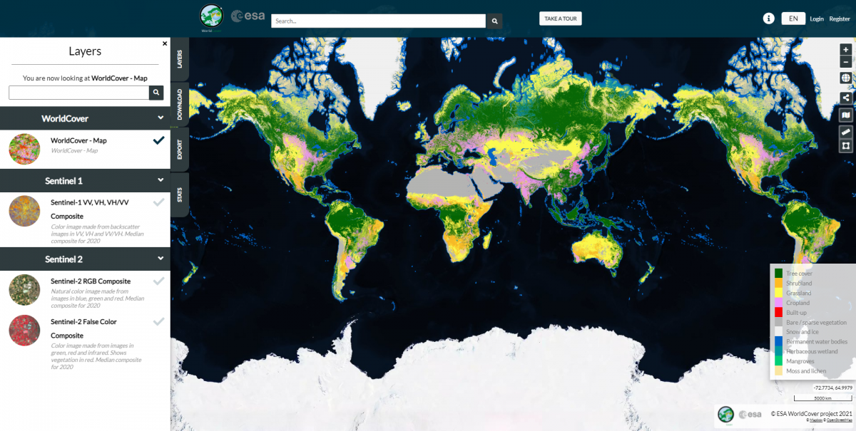 ESA worldwide land cover map | TYC GIS