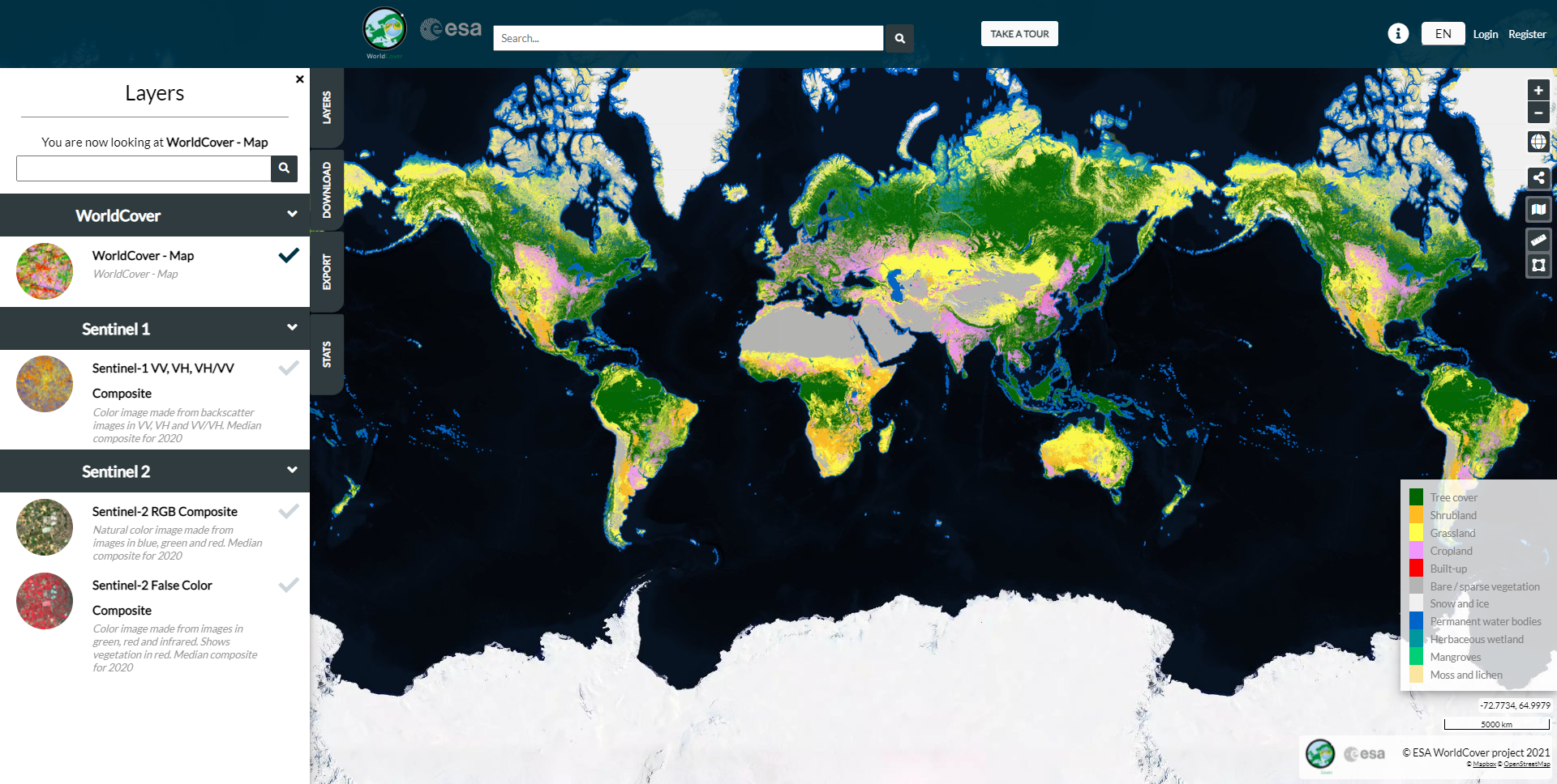 ESA worldwide land cover map | TYC GIS